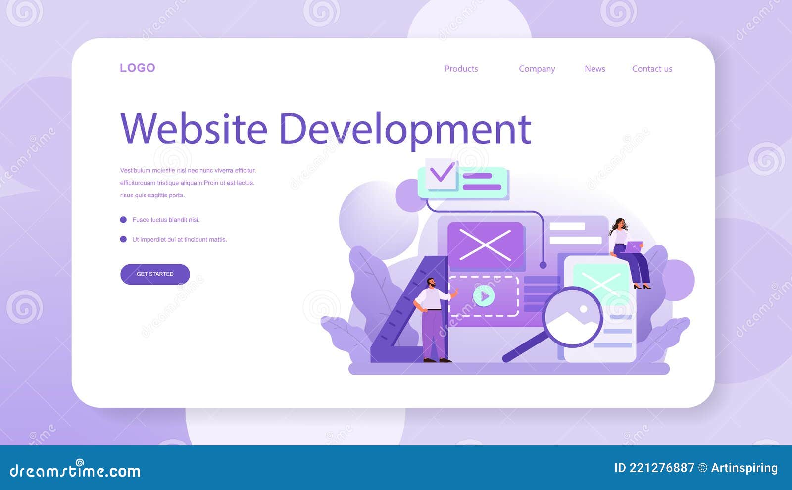 Web Site Design Web Banner or Landing Page. Presenting Content Stock Vector - Illustration of ...