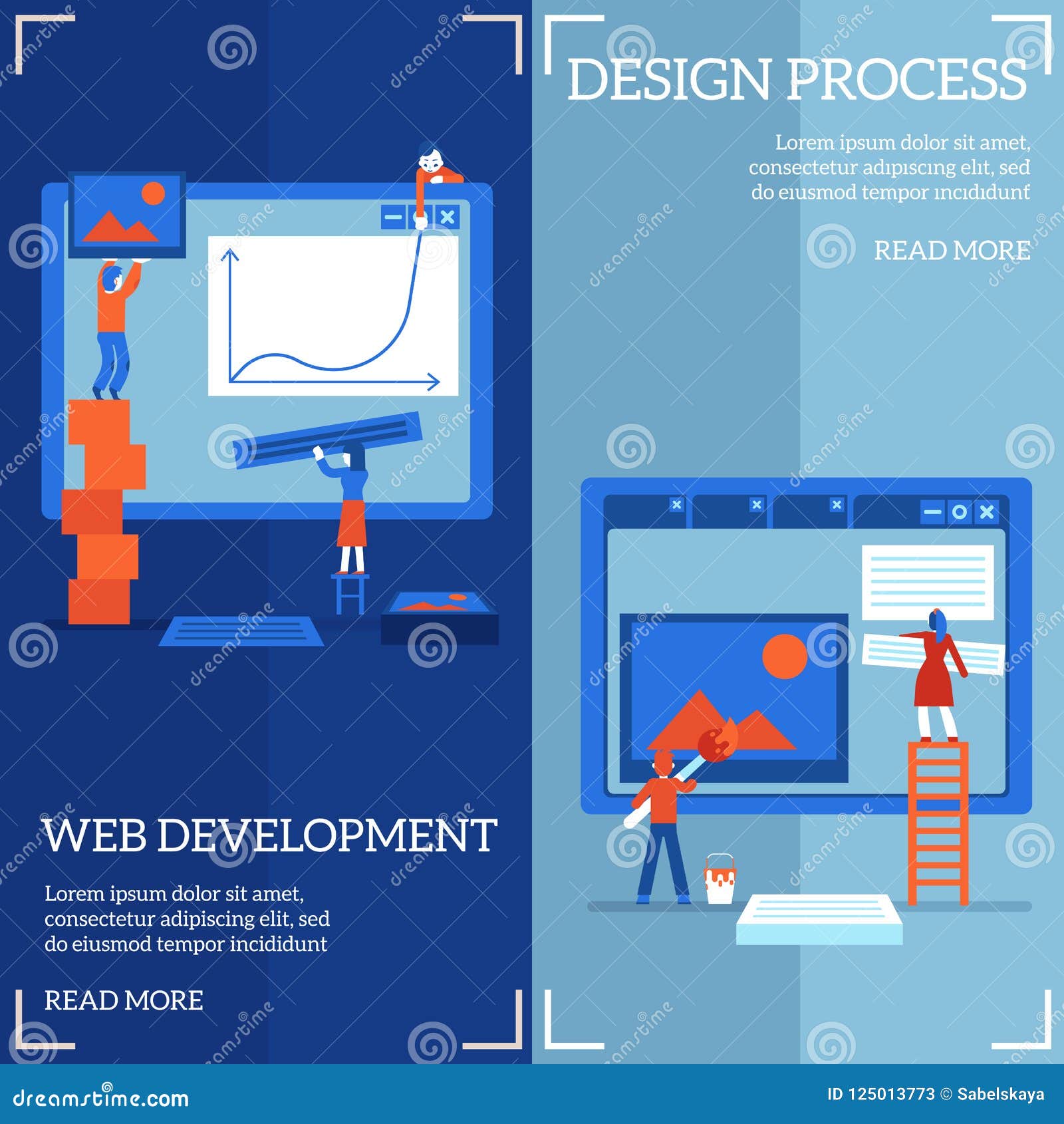 Web Site Design and Development Process on Vertical Banners Set Stock ...