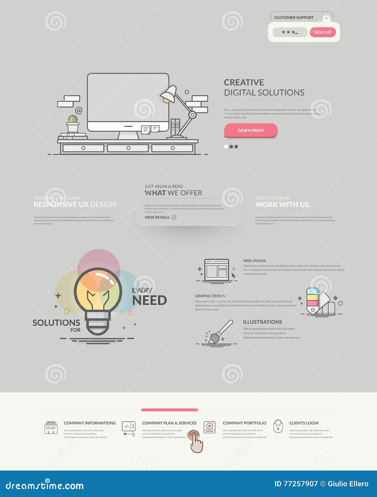 Web Site Design Navigation Elements: Web Page Template Stock Vector ...