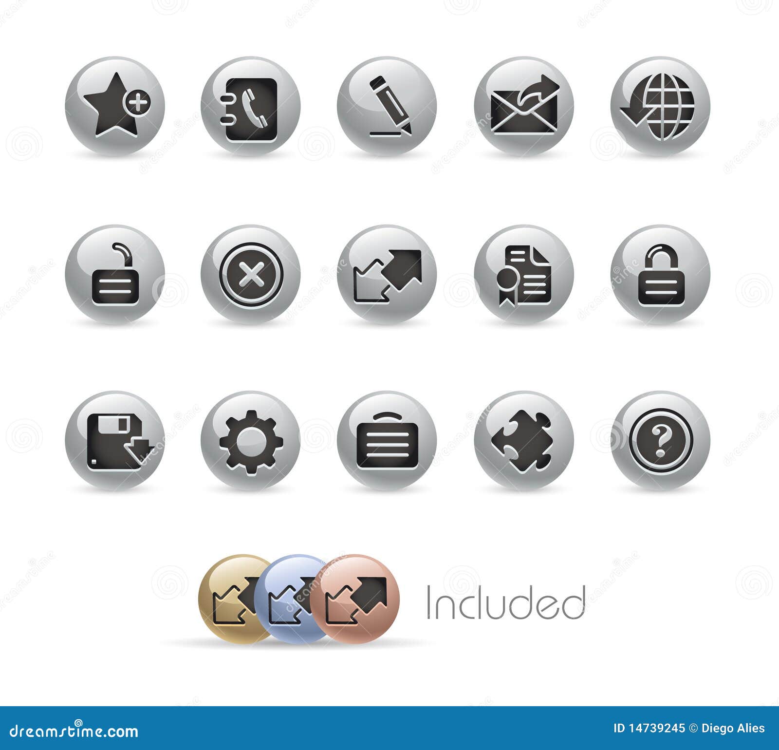 Web Site & Internet Plus// Metal Button Series Stock Vector ...