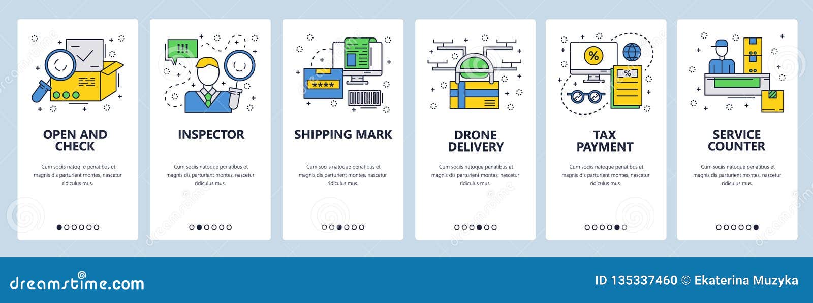 Web Site Onboarding Screens. Delivery and Shipping Service. Post Office ...