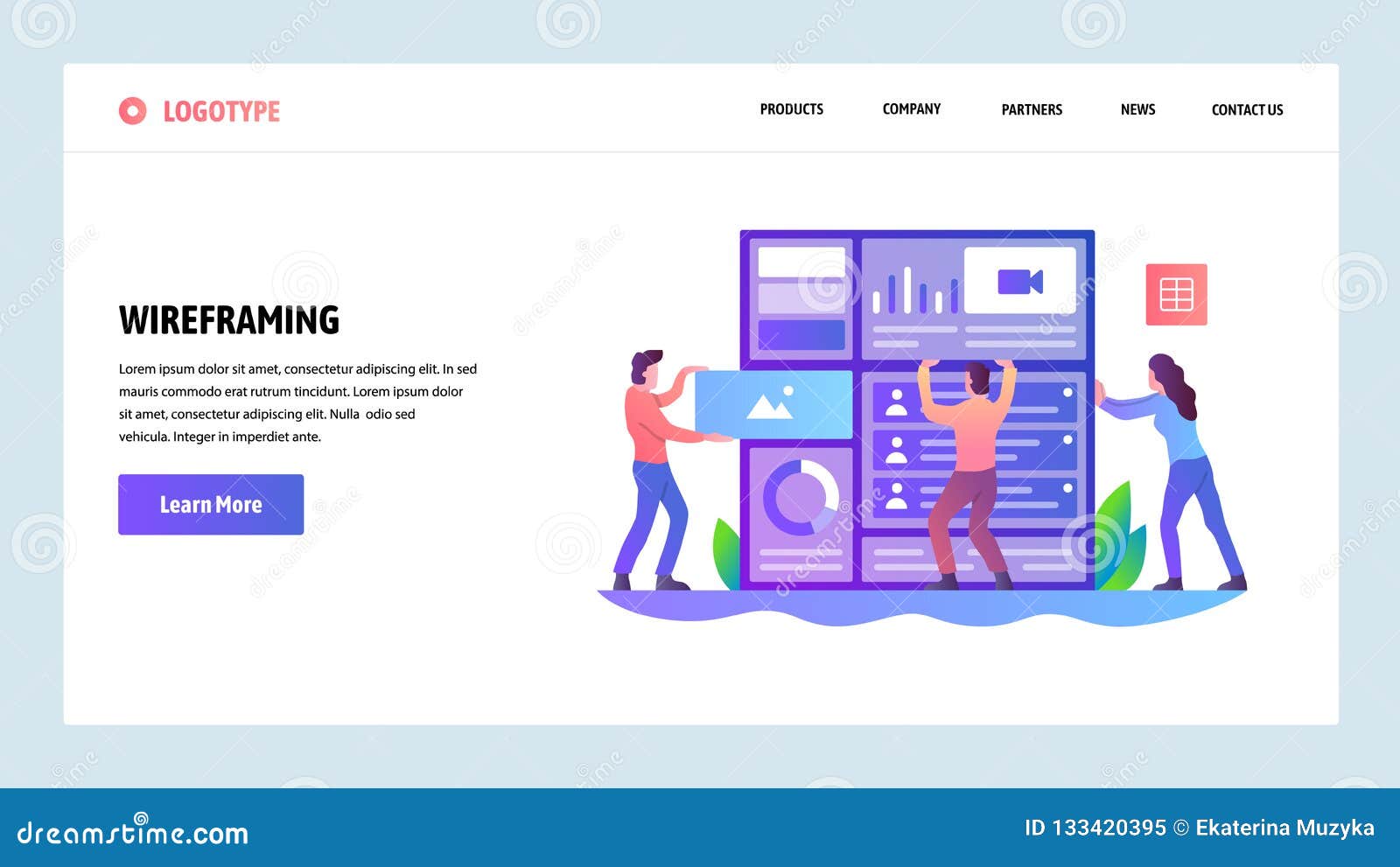 Web Site Onboarding Screens. Developers Build Website Wireframe ...