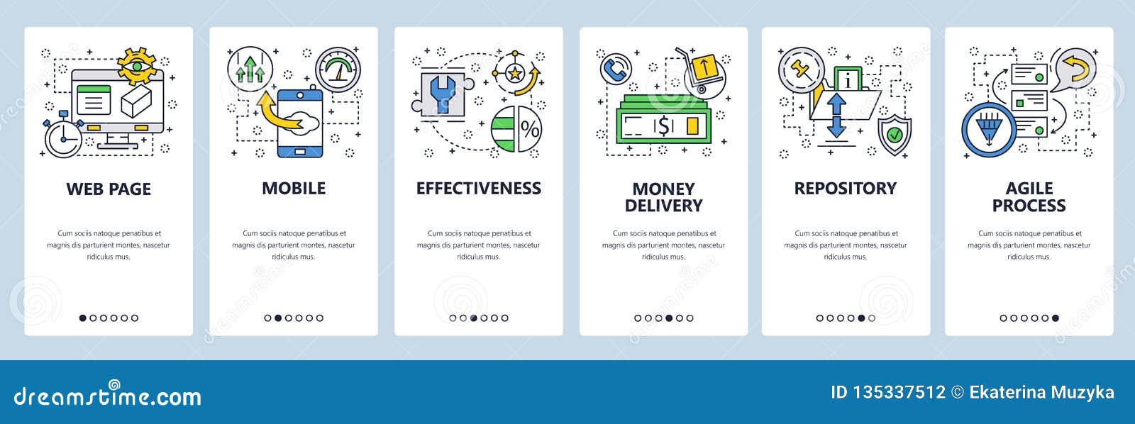 Web Site Onboarding Screens. Repository, Agile Process Stock Vector ...