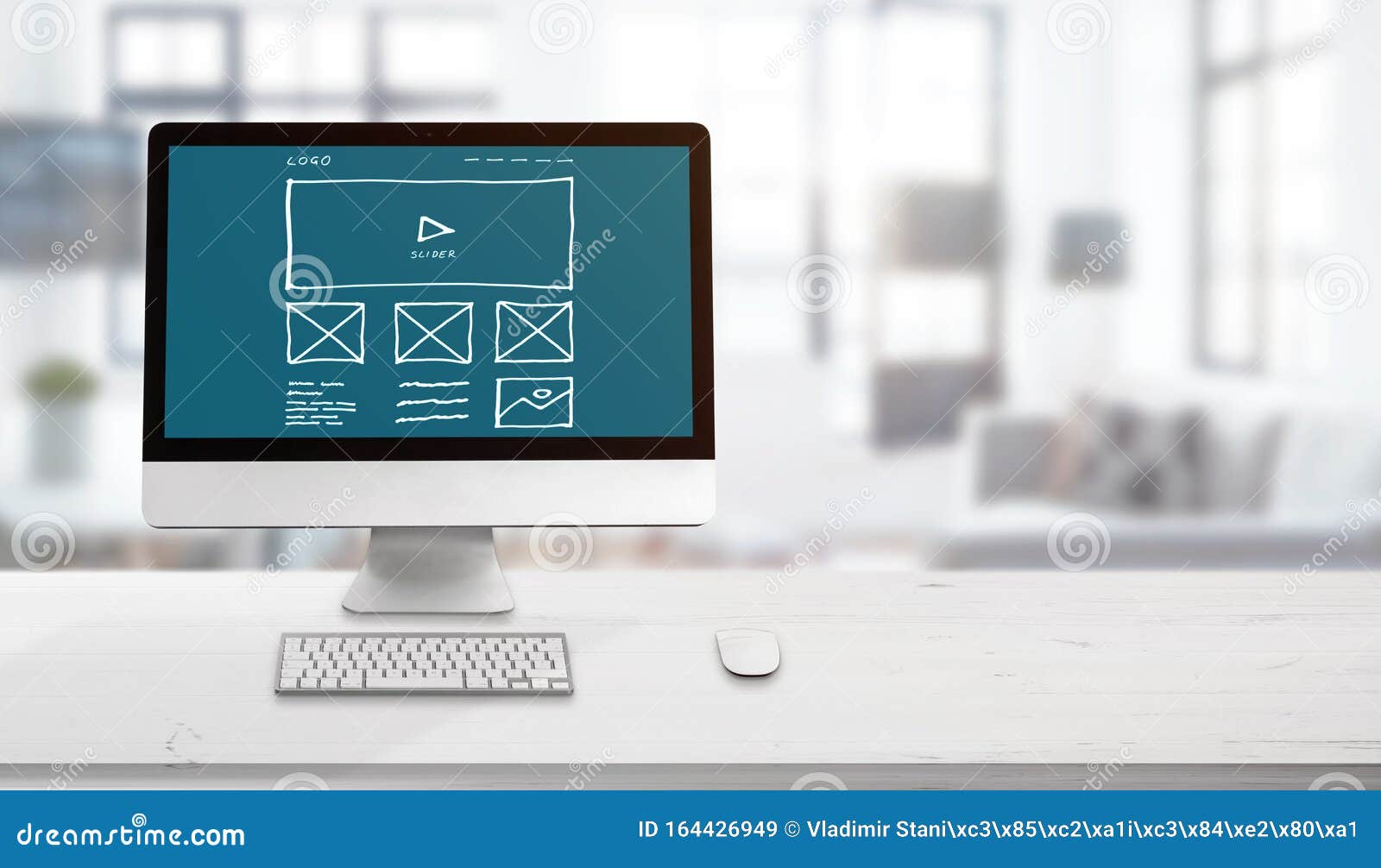 Computer Display With Blank White Screen. Royalty-Free Stock Image ...