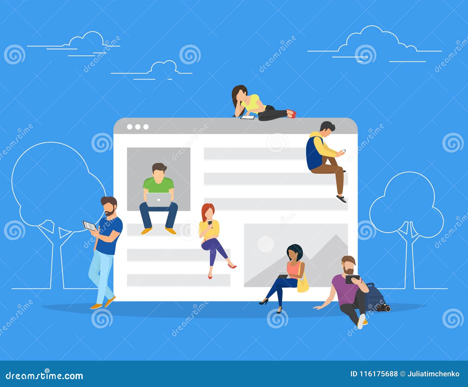 Web Site Surfing Concept Illustration Stock Vector - Illustration of ...