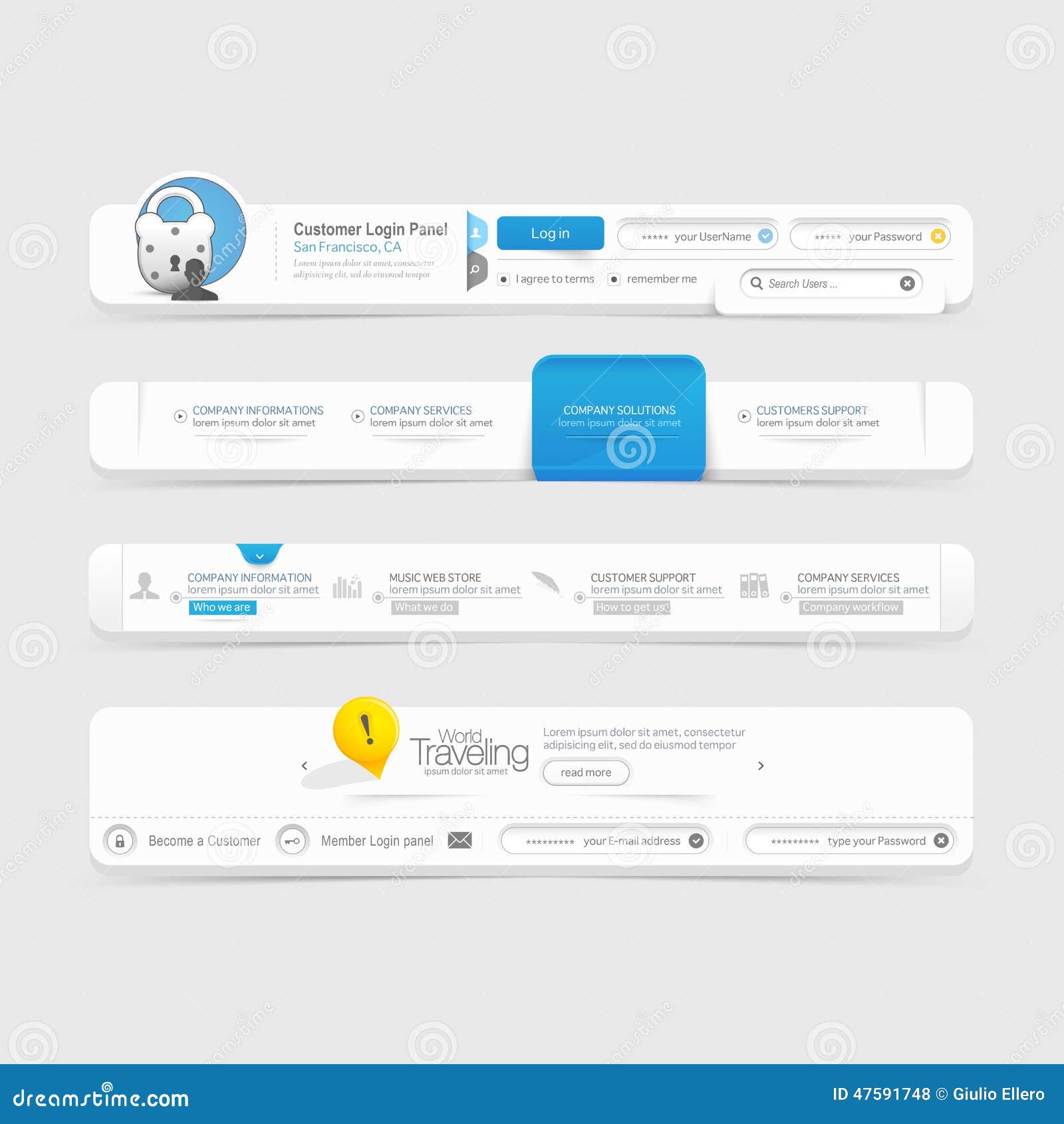 Web Site Template Design Menu Navigation Elements with Icons Set Stock ... Web Site Template Design Menu Navigation Elements with Icons Set Stock ...