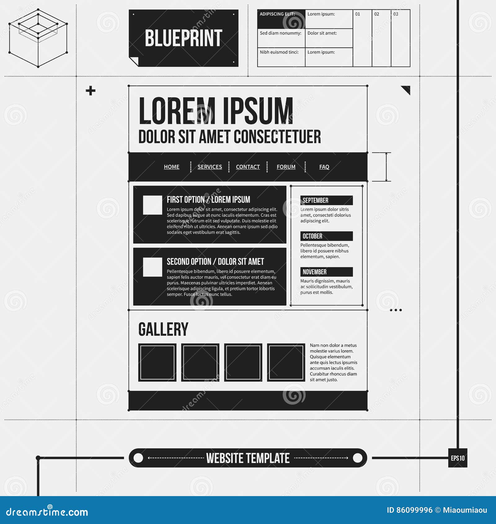 Web Site Template in Draft Style Stock Vector - Illustration of ...