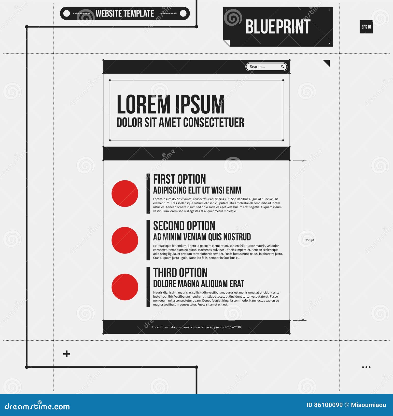 Web Site Template in Draft Style Stock Vector - Illustration of modern ...
