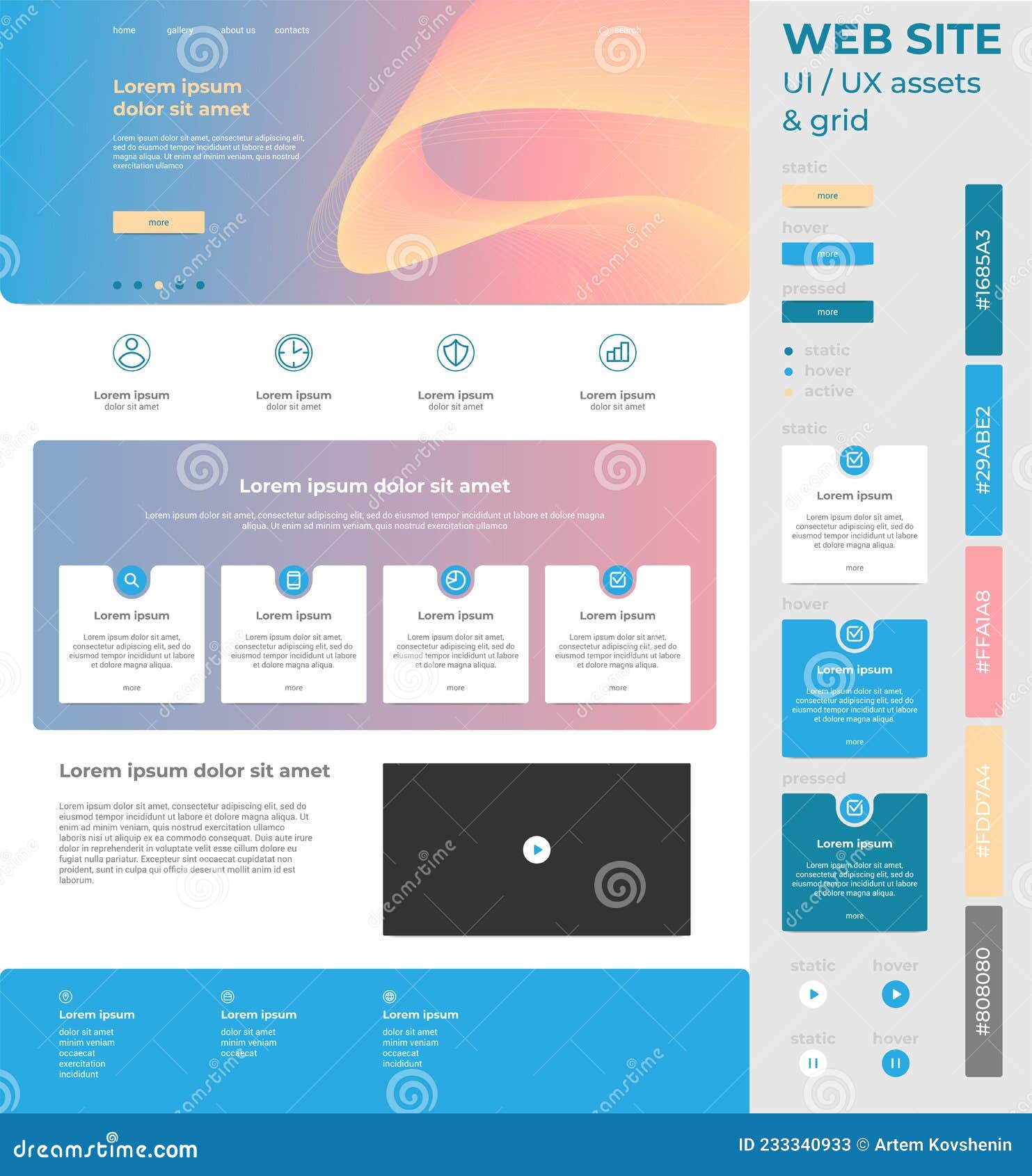 Web Site UI UX Design in Bootstrap Grid Stock Vector - Illustration of ...