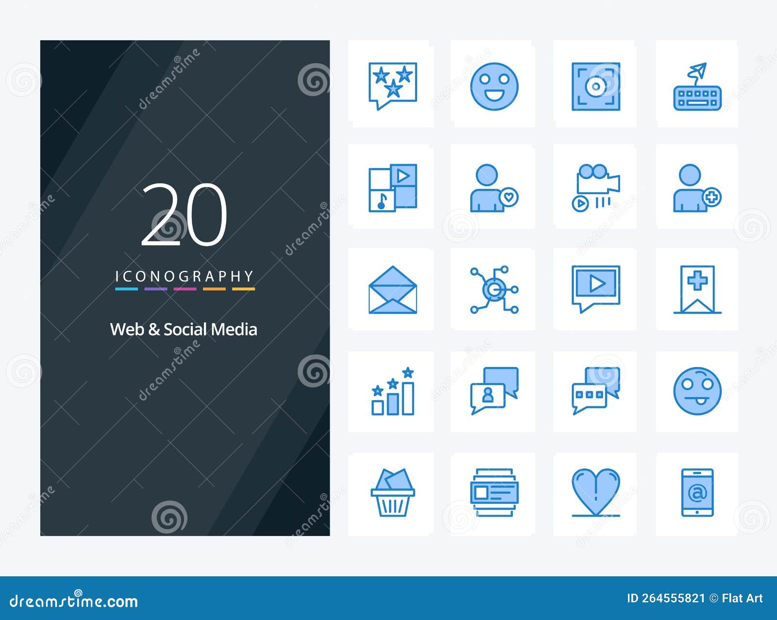 20 Web and Social Media Blue Color Icon for Presentation Stock Vector ...