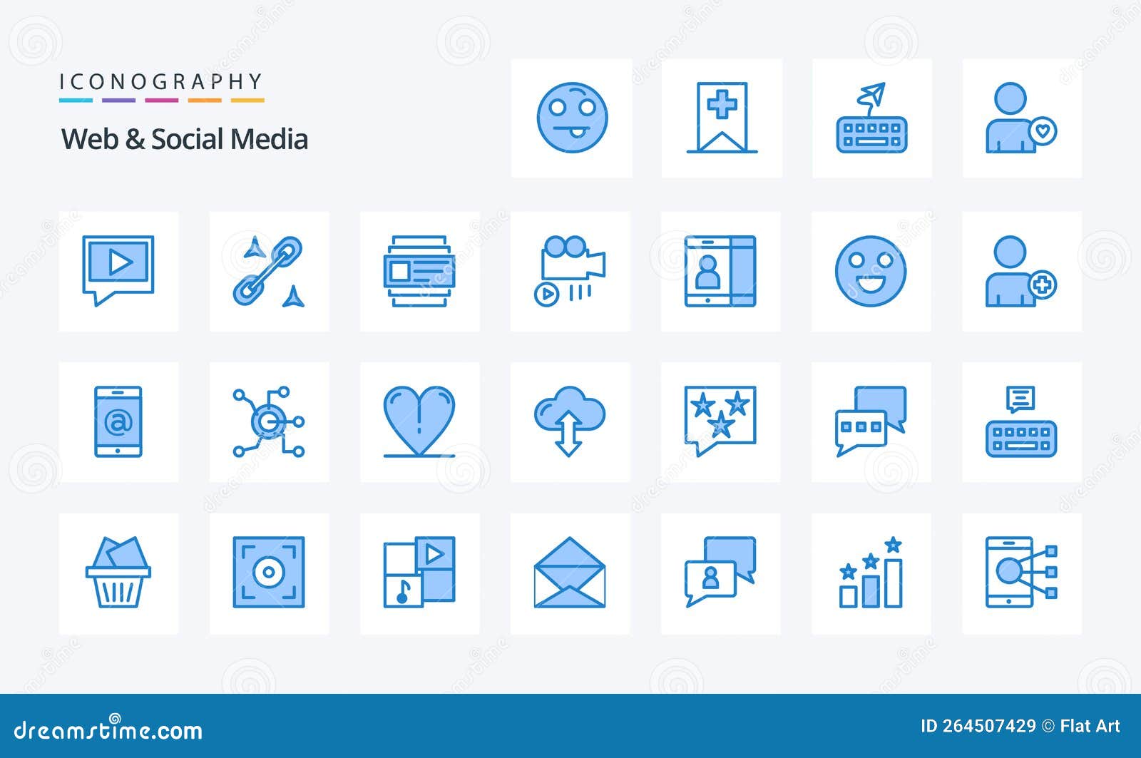 25 Web and Social Media Blue Icon Pack Stock Vector - Illustration of ...