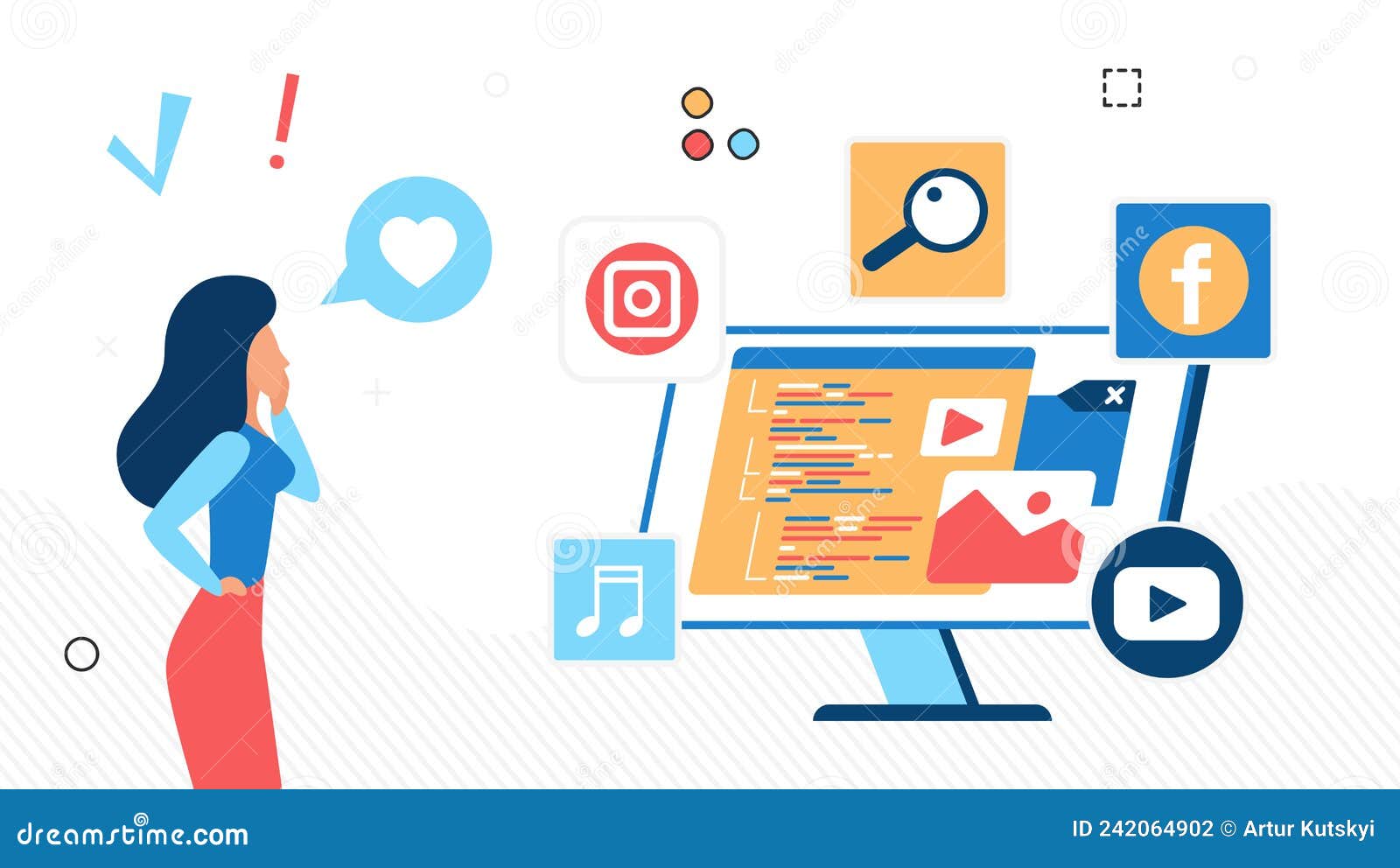 Web Social Media Communication Application Development Stock Vector ...