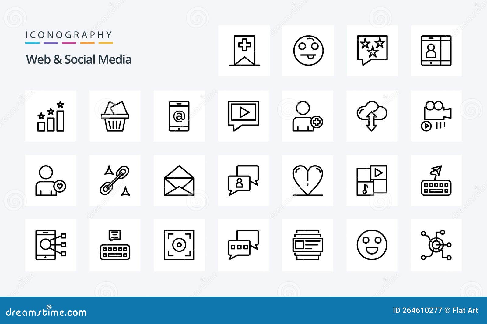 25 Web and Social Media Line Icon Pack Stock Vector - Illustration of ...