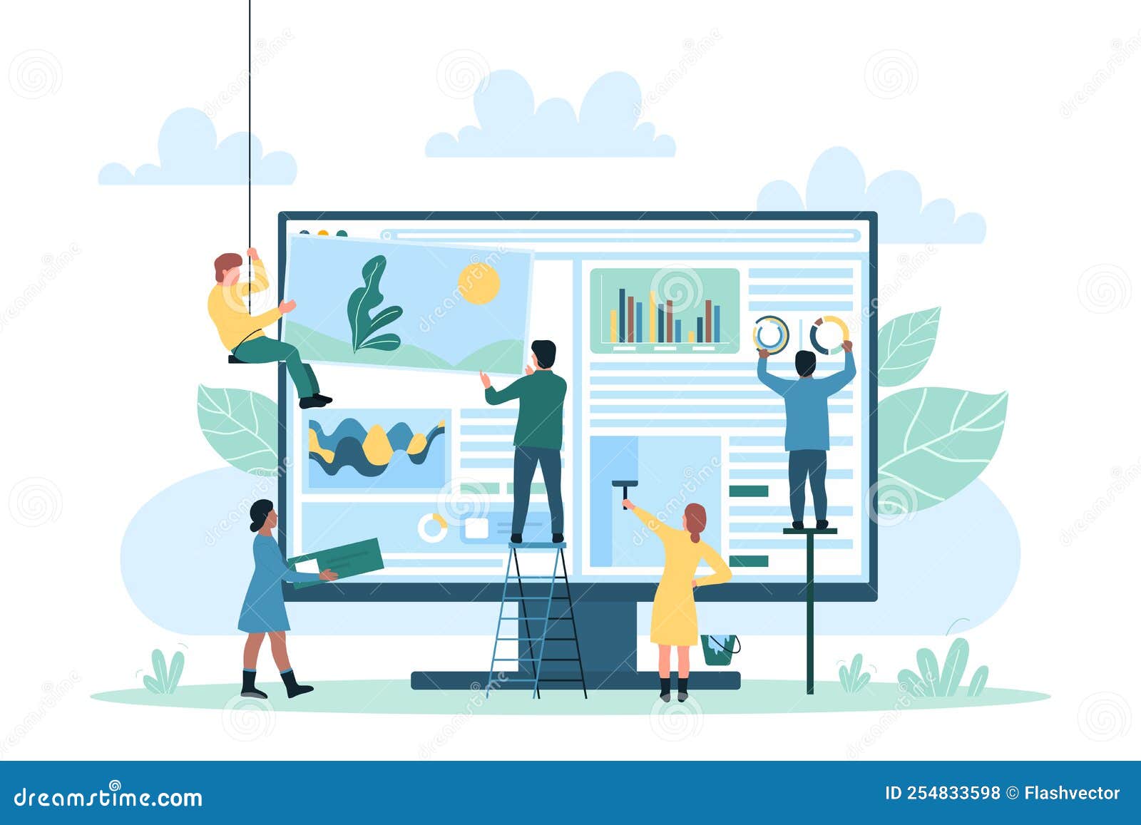 Web Software And Application Technology Of User Interface Creation By Tiny Managers Stock