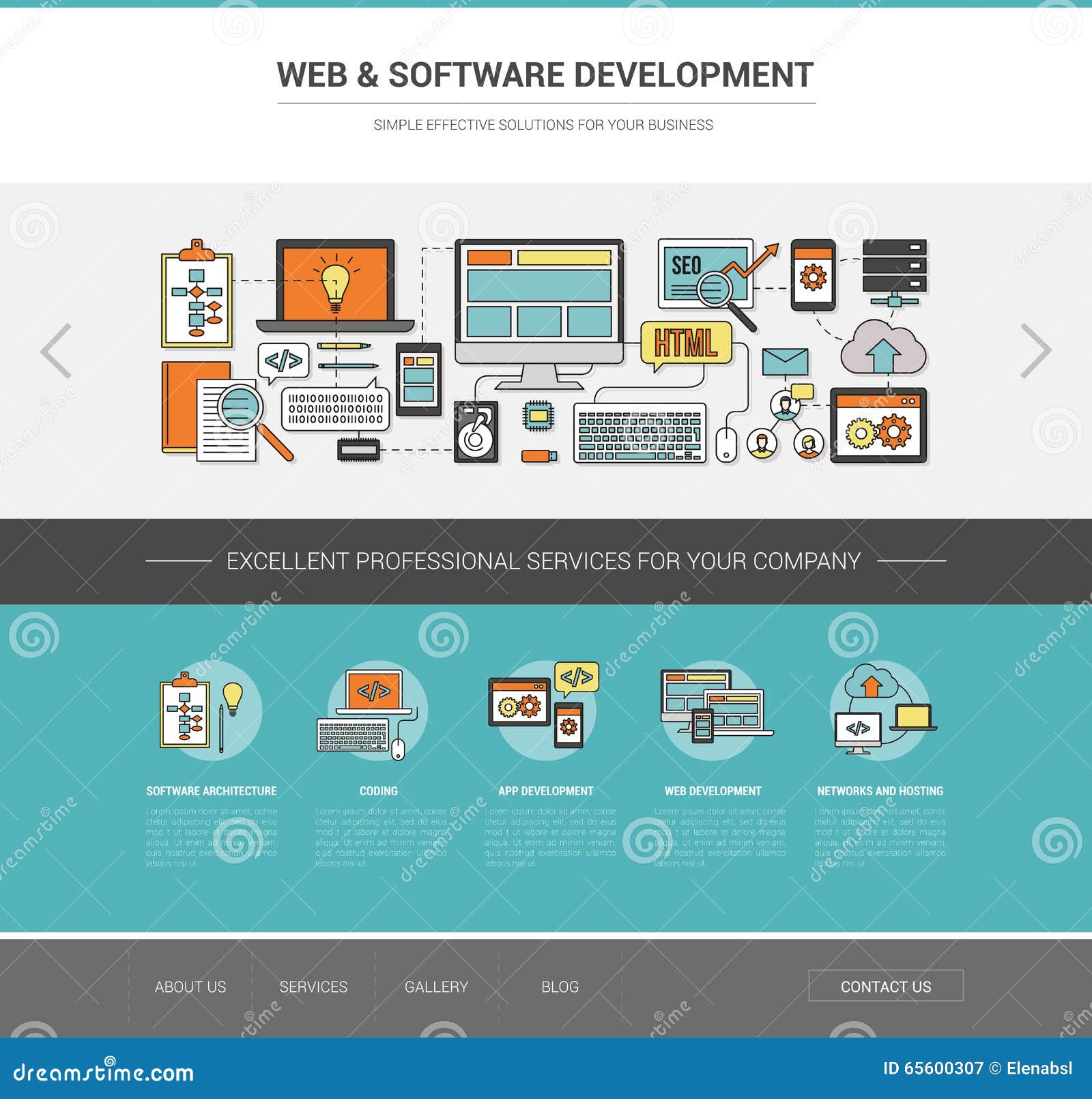 Web and Software Development Template Stock Vector - Illustration of ...