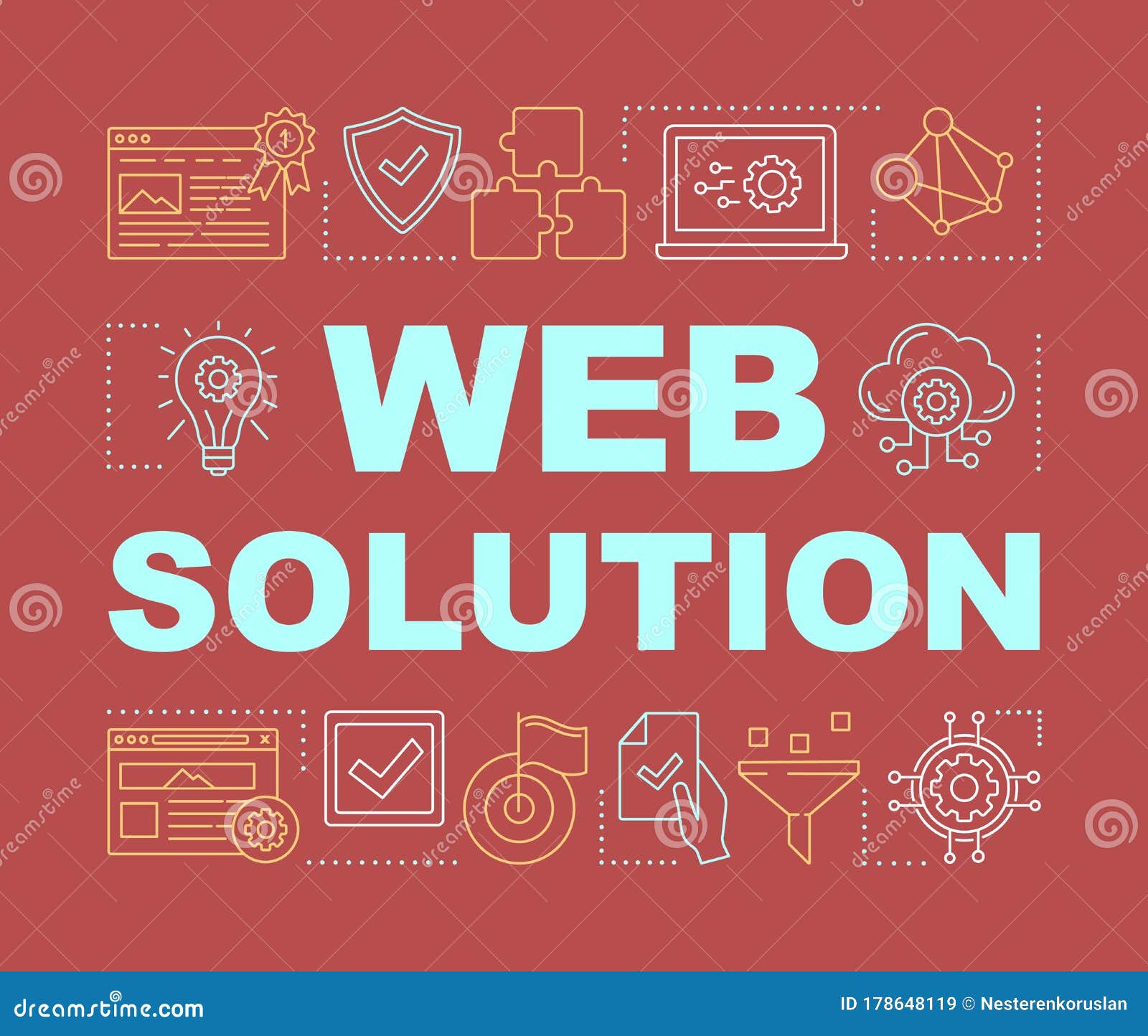 Web Solution Word Concepts Banner Stock Vector - Illustration of link ...