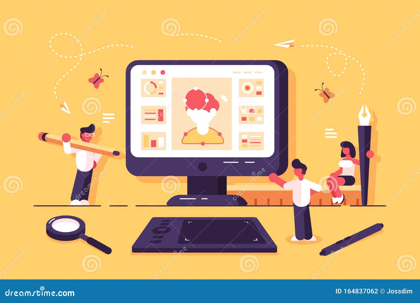 Web Specialists Working in Design Studio Stock Illustration ...
