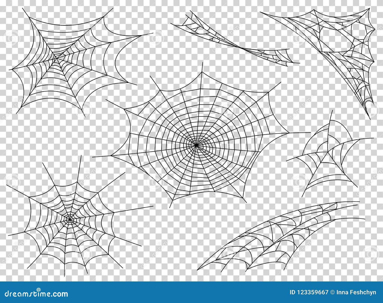 Web Spider Cobweb Icons Set. Outline Illustration of Web Spider Cobweb ...