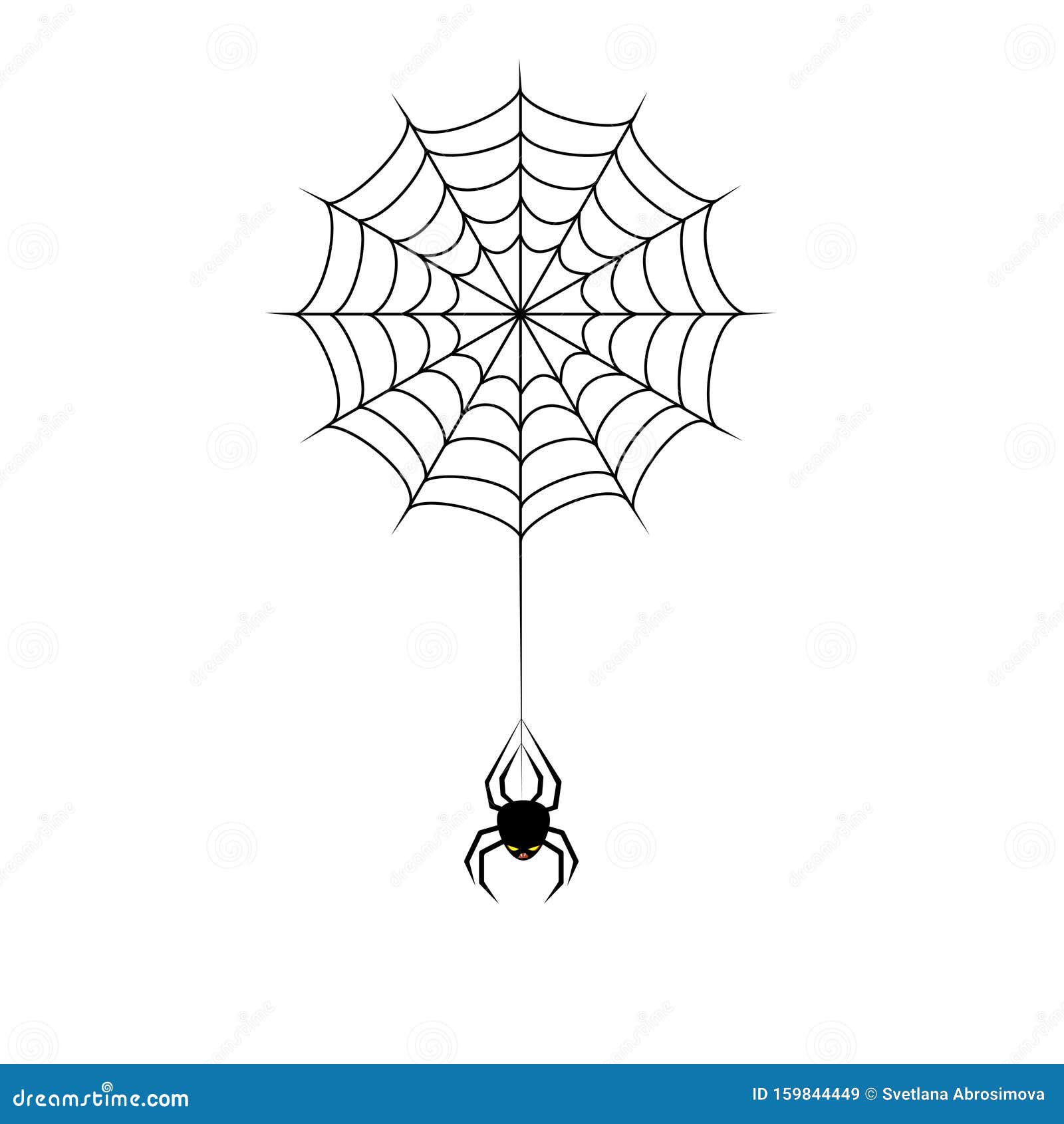 Web and spider stock vector. Illustration of contour - 159844449