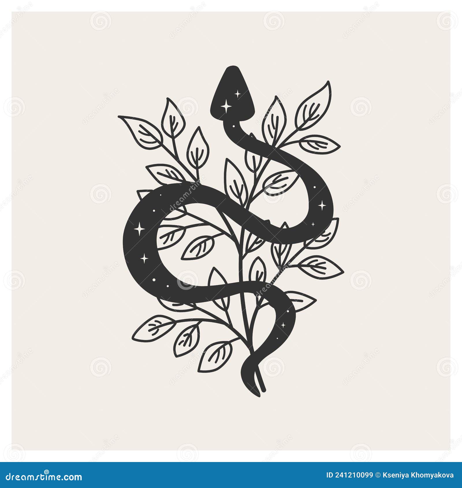 Snake among the branches stock vector. Illustration of botany - 241210099