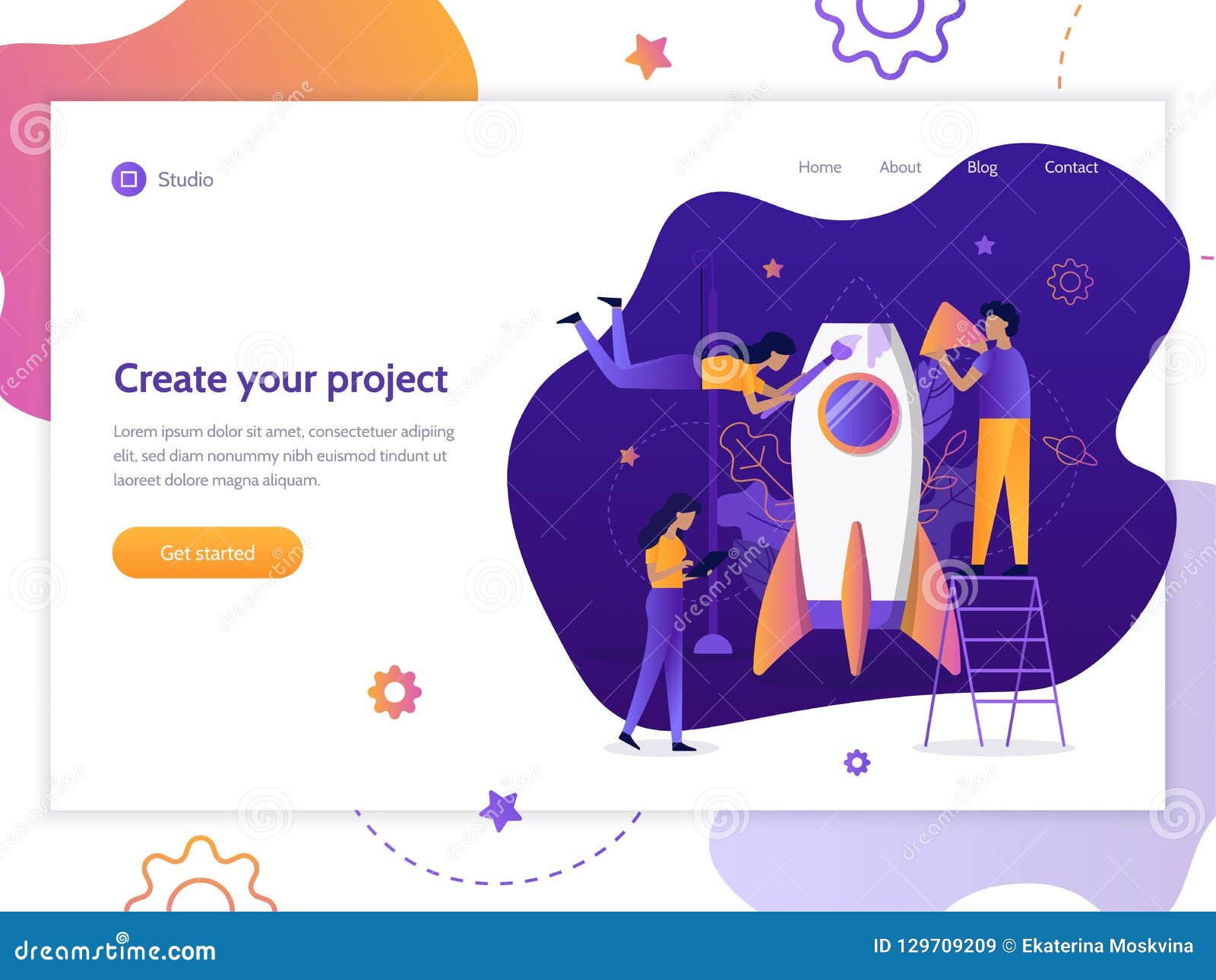 Web startup banner stock vector. Illustration of process - 129709209