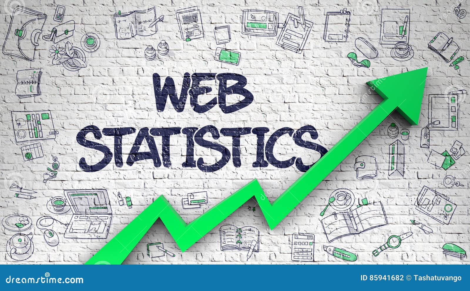 Web Statistics Drawn on Brick Wall. Stock Illustration - Illustration ...
