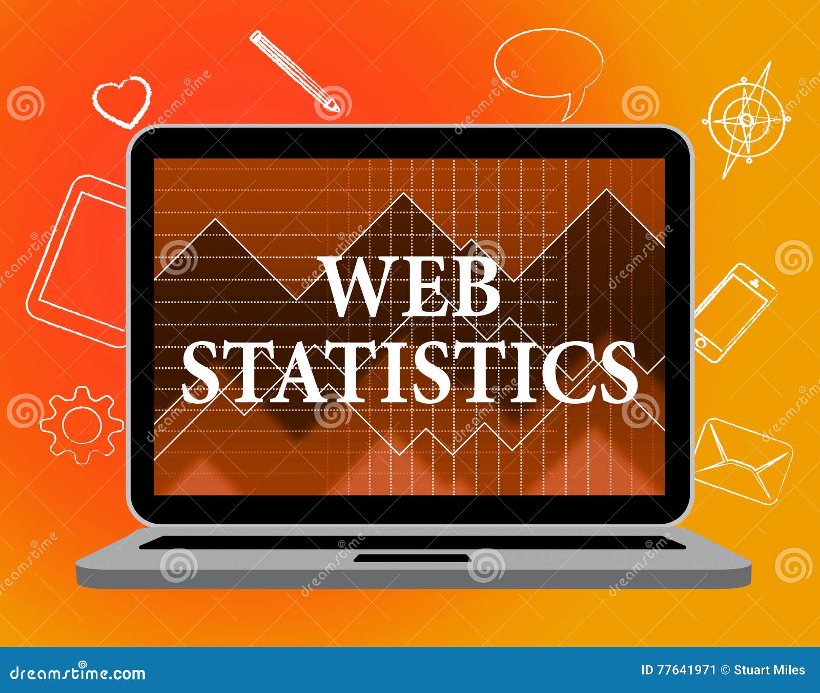 Web Statistics Means Pc Monitor and Portable Stock Illustration ...