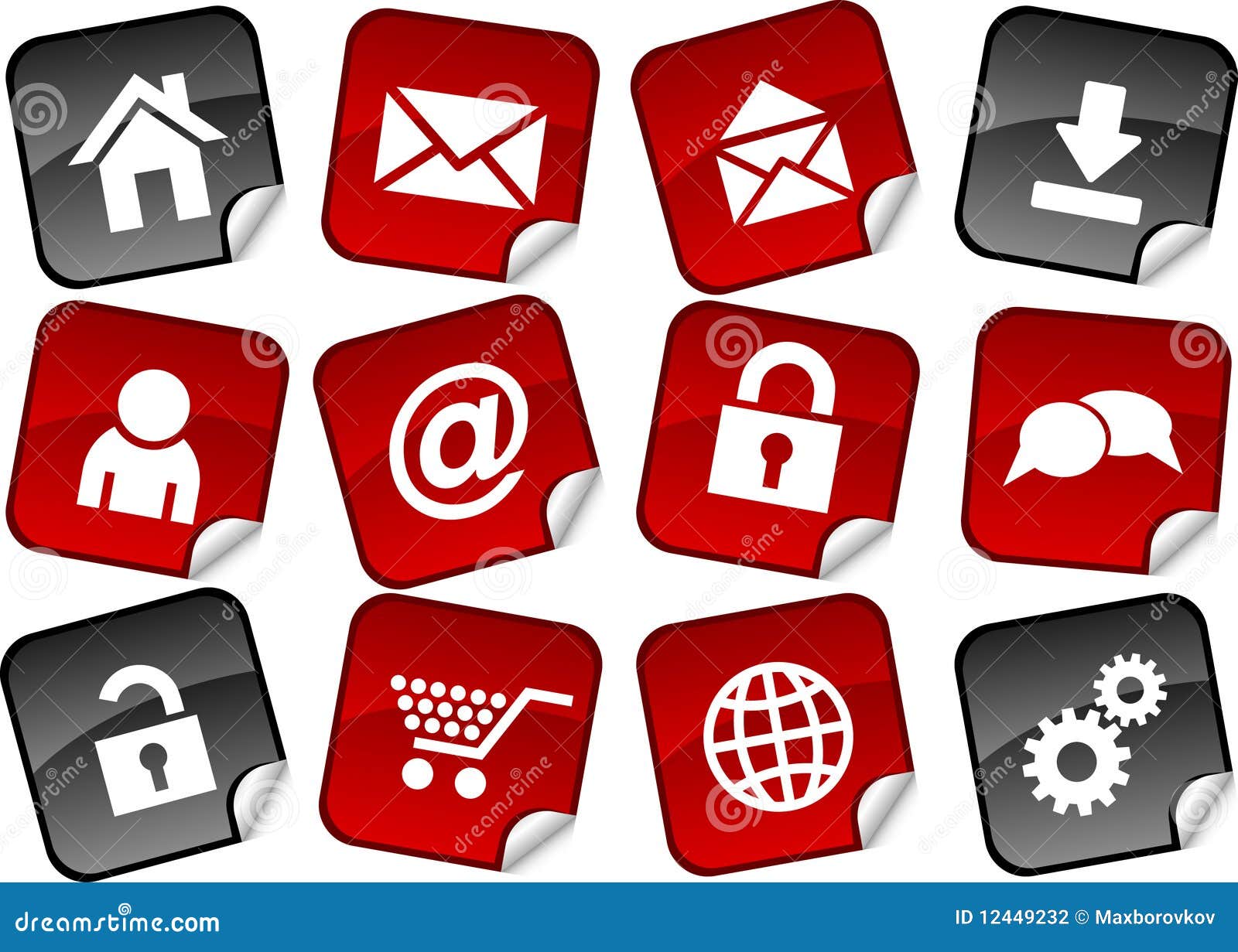 Web stickers. stock vector. Illustration of button, mail - 12449232