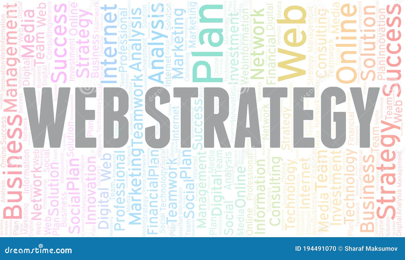 Web Strategy Word Cloud Create with Text only. Stock Illustration ...