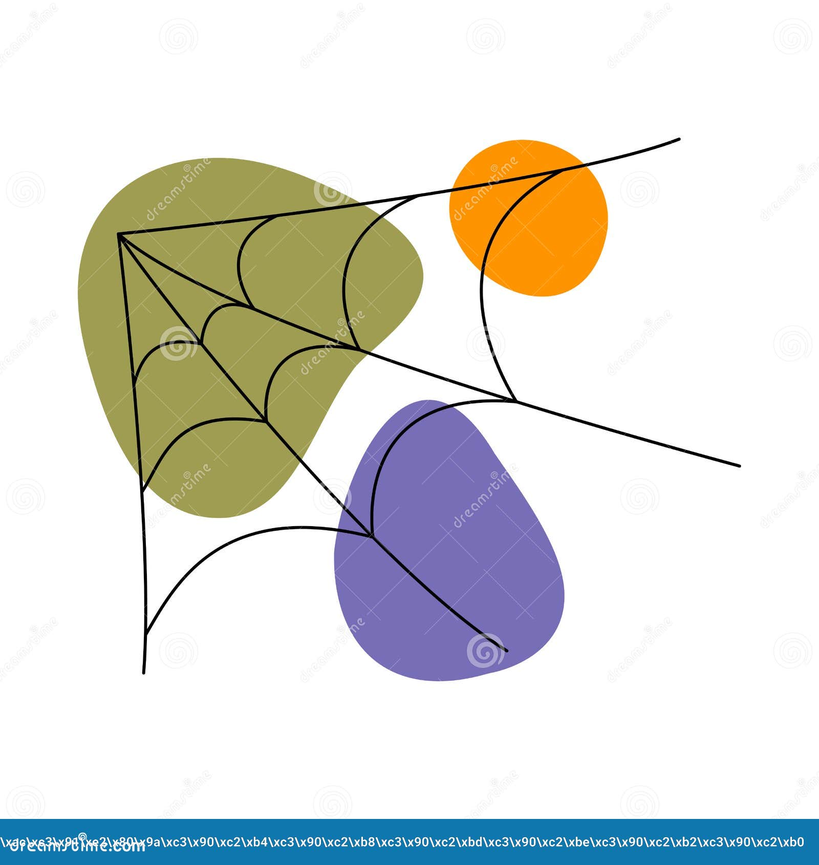Web in the Style of Line Art with Colored Spots Stock Vector ...