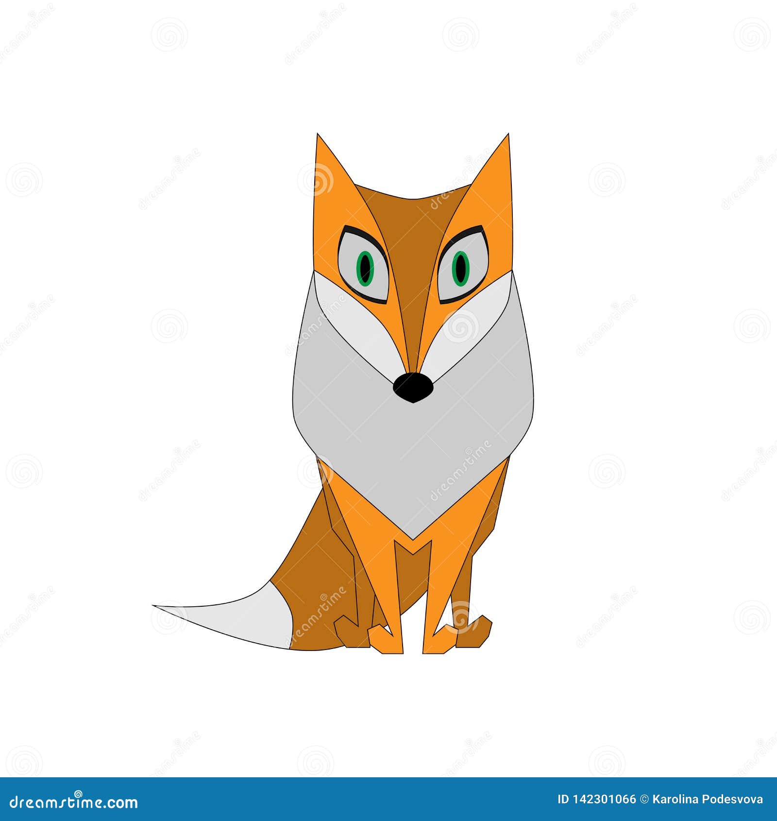 Stylized Orange Fox Front Vector Stock Illustration - Illustration of ...