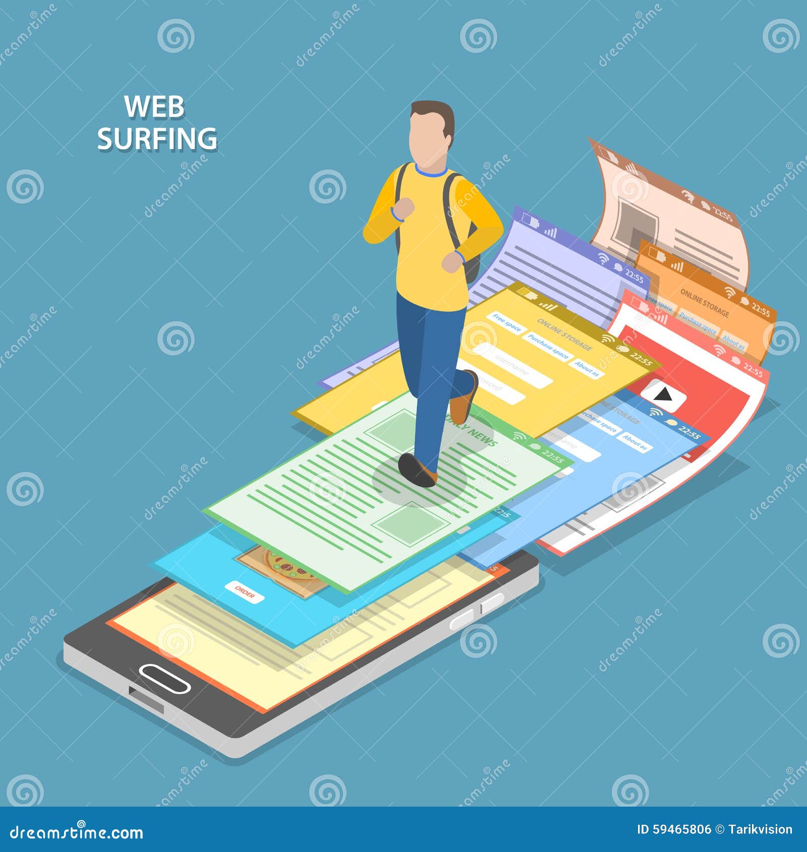Web Surfing Isometric Flat Vector Concept. Stock Vector - Illustration ...