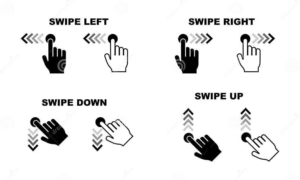Swipe on Left, Right, Down and Up. Touch Forefinger on Phone. Scroll ...