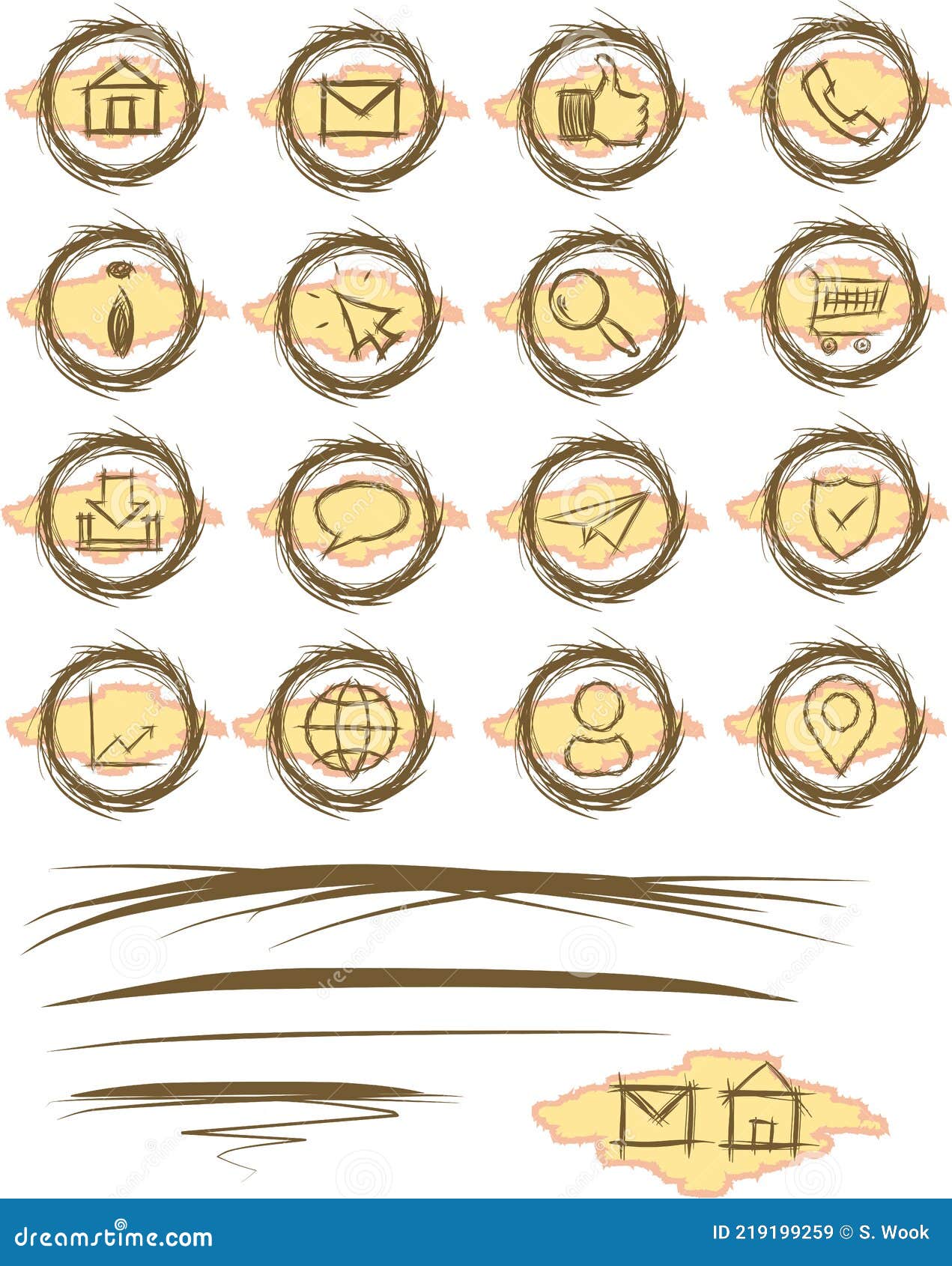 Web Site Symbols, E-Commerce, Web Shops, Homepages Design Buttons. Hand ...