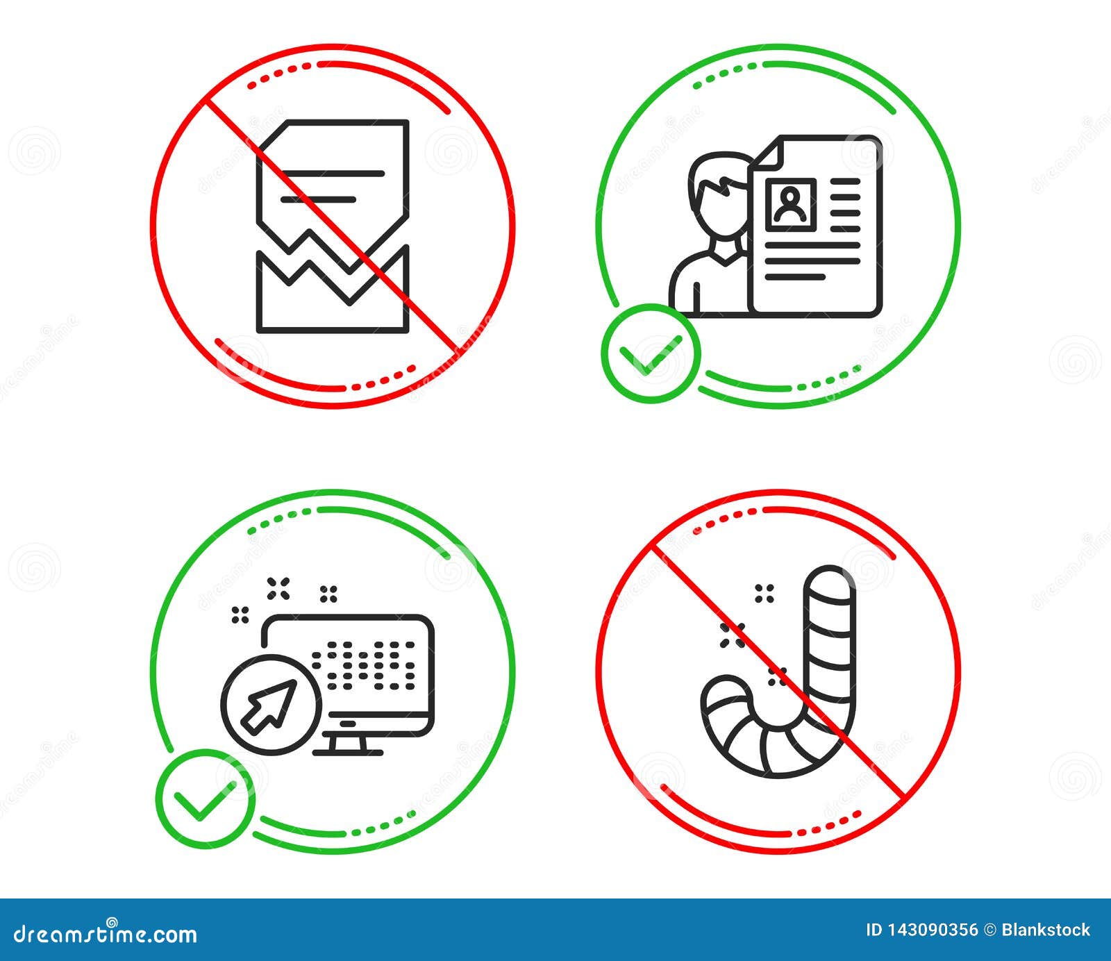 Web System, Corrupted File and Job Interview Icons Set. Candy Sign ...