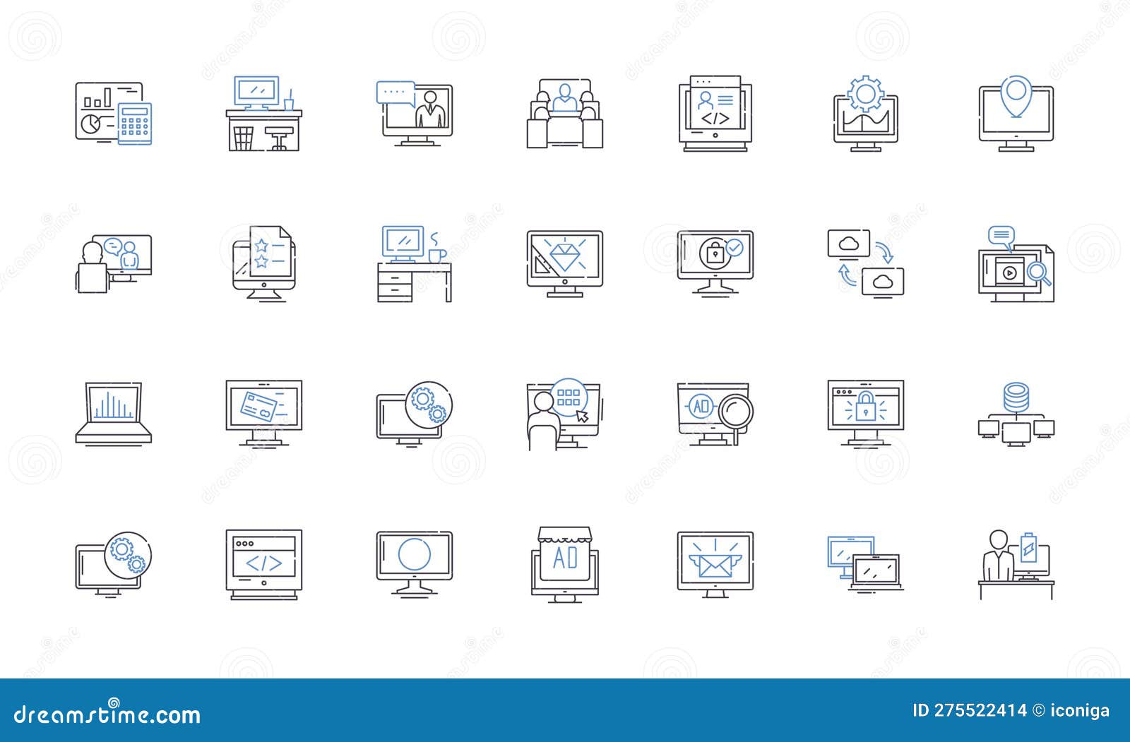 Web System Line Icons Collection. Integration, Accessibility, Scalability, Performance ...