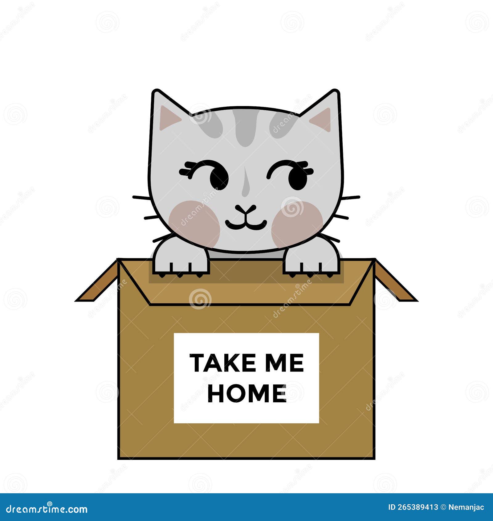 Take Me Home, Cat in the Box Stock Illustration - Illustration of ...