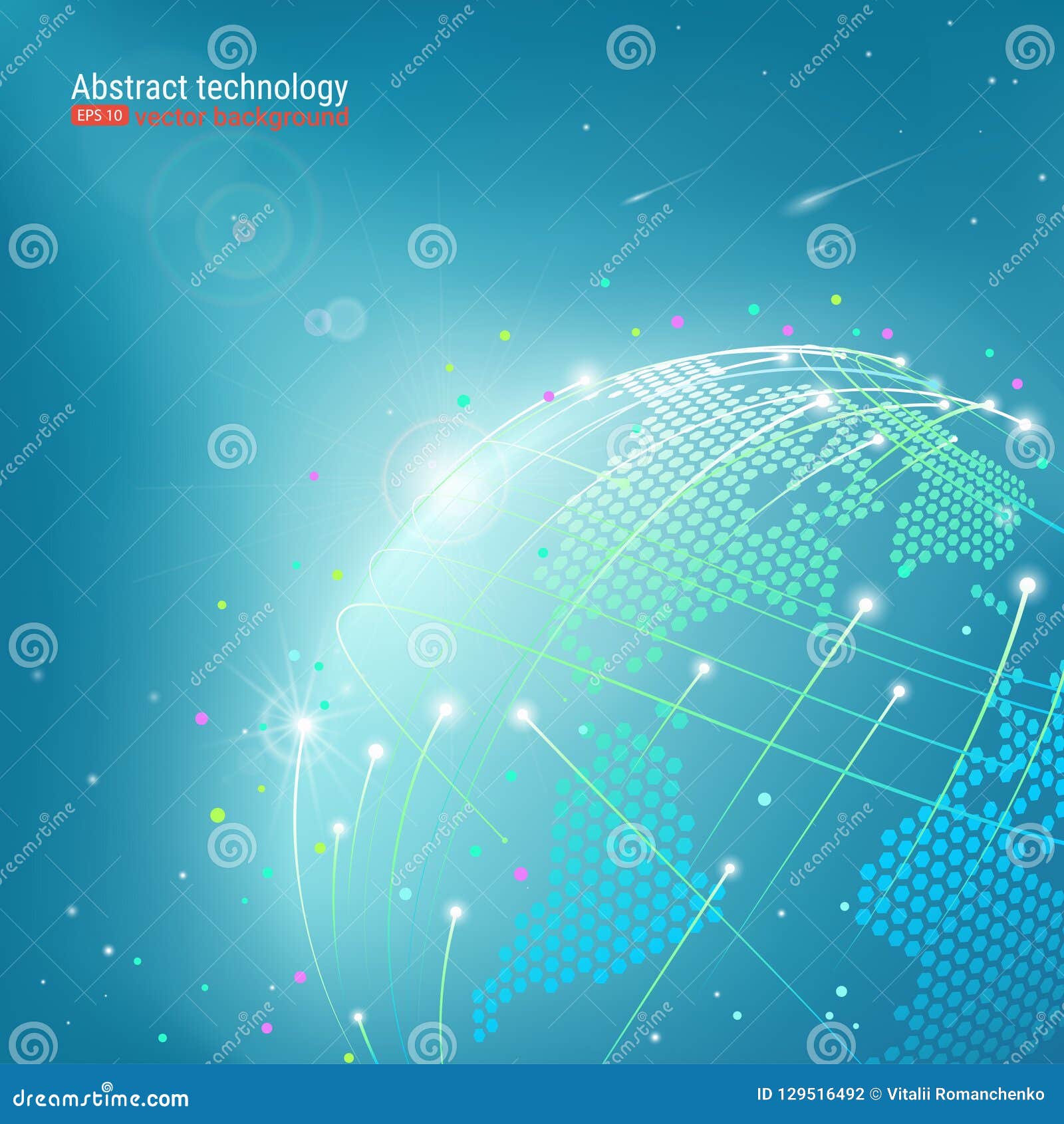 Web Technology and Internet. Abstract Planet. Futuristic Background ...