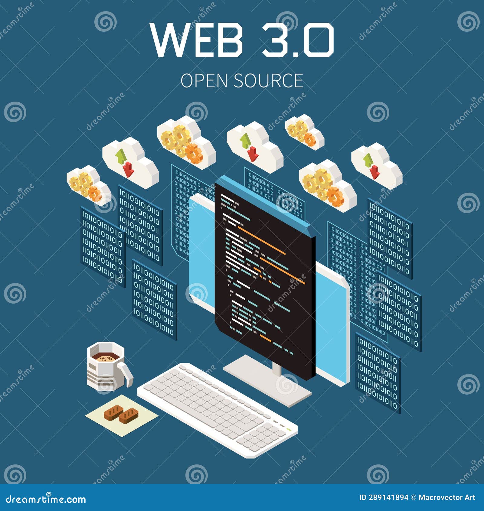 Web 3.0 Technology Isometric Stock Vector - Illustration of design ...