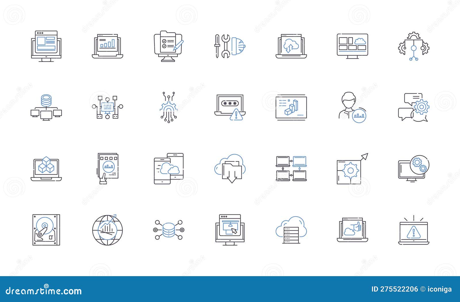 Web Technology Line Icons Collection Html Css Javascript Php Mysql Ajax Jquery Vector And
