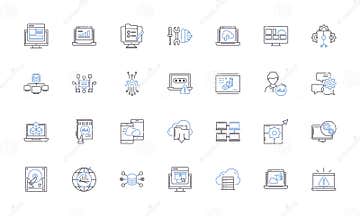 Web Technology Line Icons Collection. HTML, CSS, JavaScript, PHP, MySQL ...