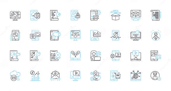 Web Technology Linear Icons Set. HTML, CSS, JavaScript, API, Framework ...