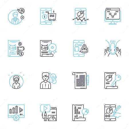 Web Technology Linear Icons Set. HTML, CSS, JavaScript, API, Framework, Responsive, Backend Line ...