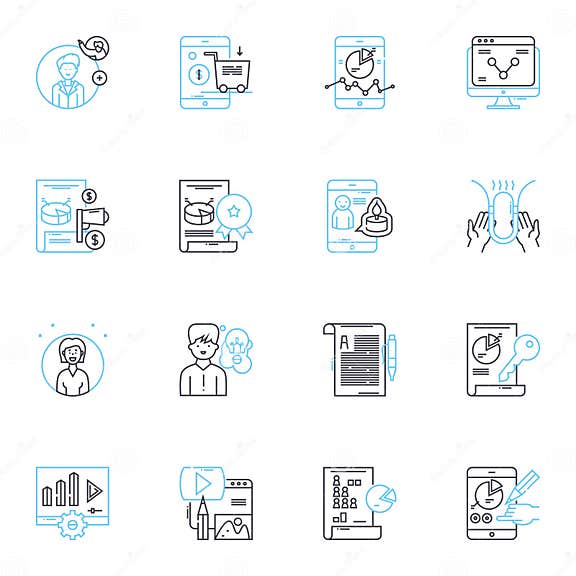Web Technology Linear Icons Set. HTML, CSS, JavaScript, API, Framework ...