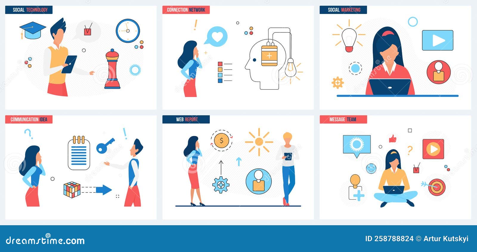 Web Technology, Network Communication Set, People Work with Global Data ...