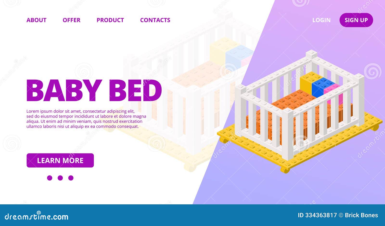 Web Template with a Baby Bed. Vector Stock Vector - Illustration of ...