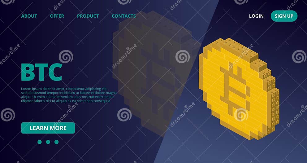Web Template with a Btc Coin. Vector Stock Vector - Illustration of ...