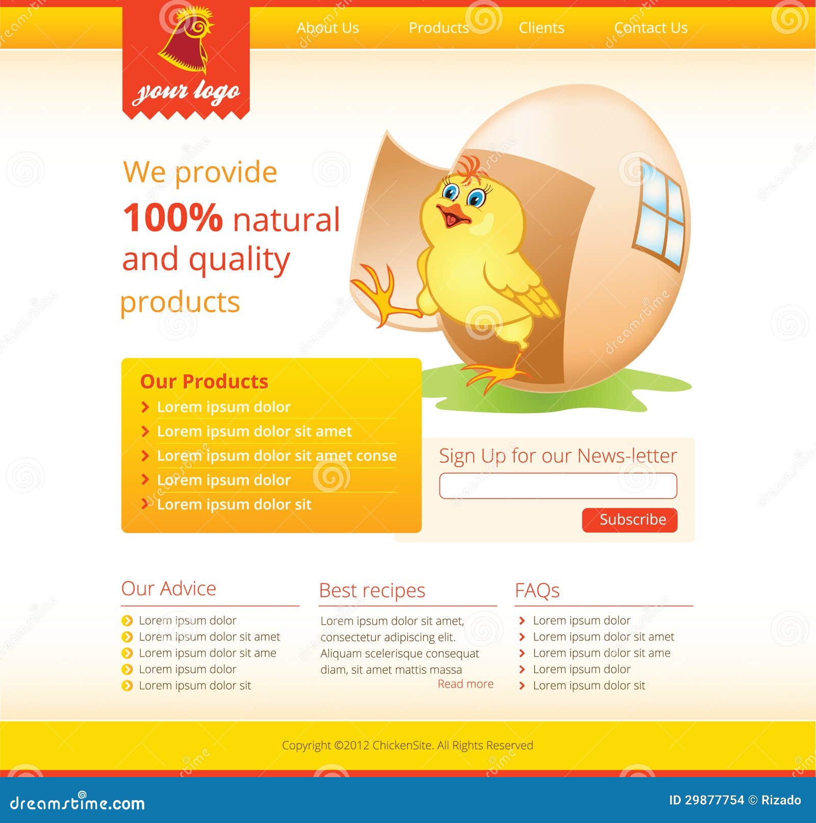 Web template with chicken stock vector. Illustration of page - 29877754