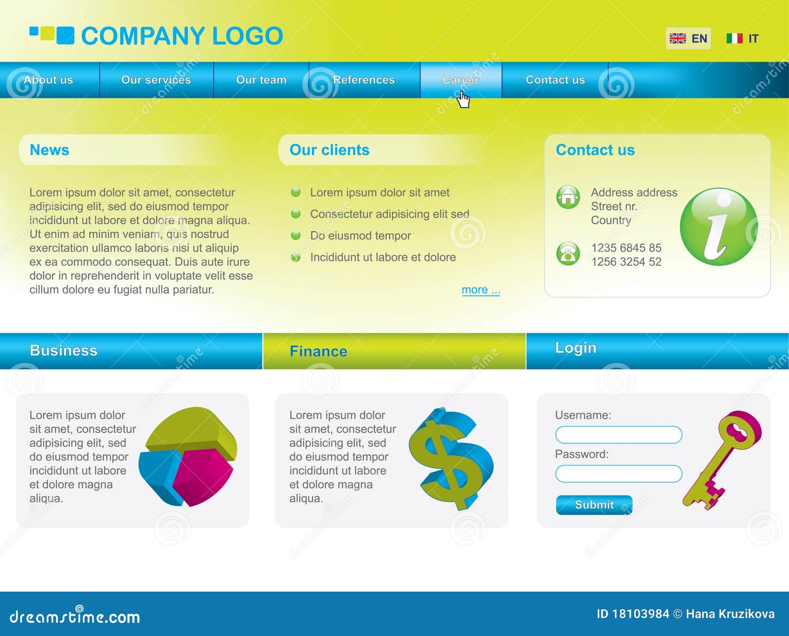 Web Template Design in Modern Vivid Colors Stock Vector - Illustration ...