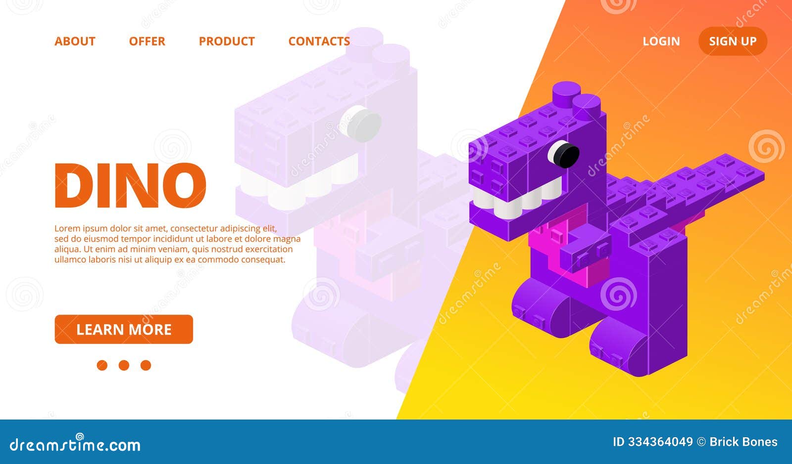 Web Template with a Dino. Vector Stock Vector - Illustration of page ...